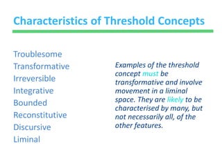 Threshold concepts in higher ed (STLHE2015) | PPTX
