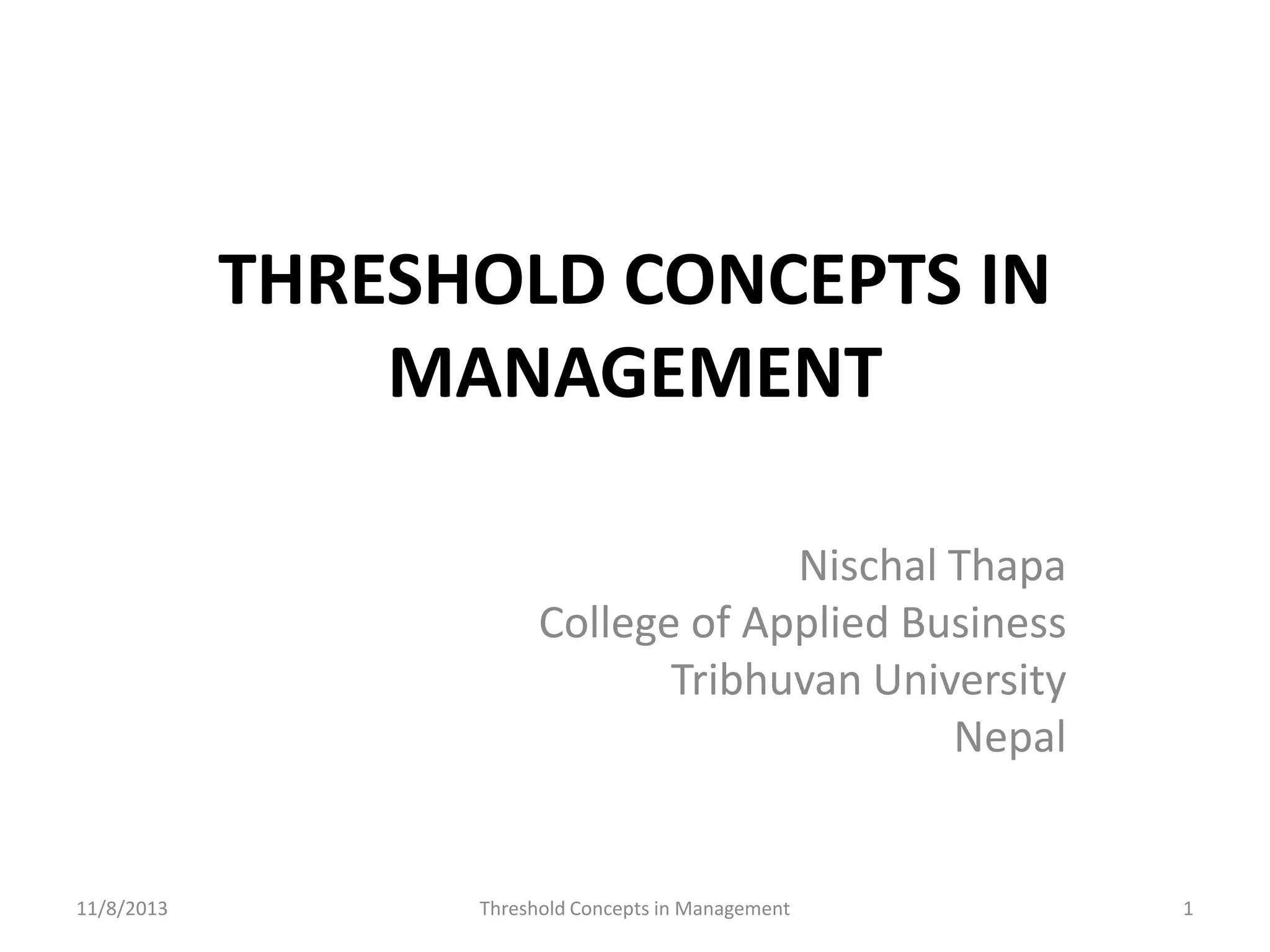 Threshold concepts in management | PPTX