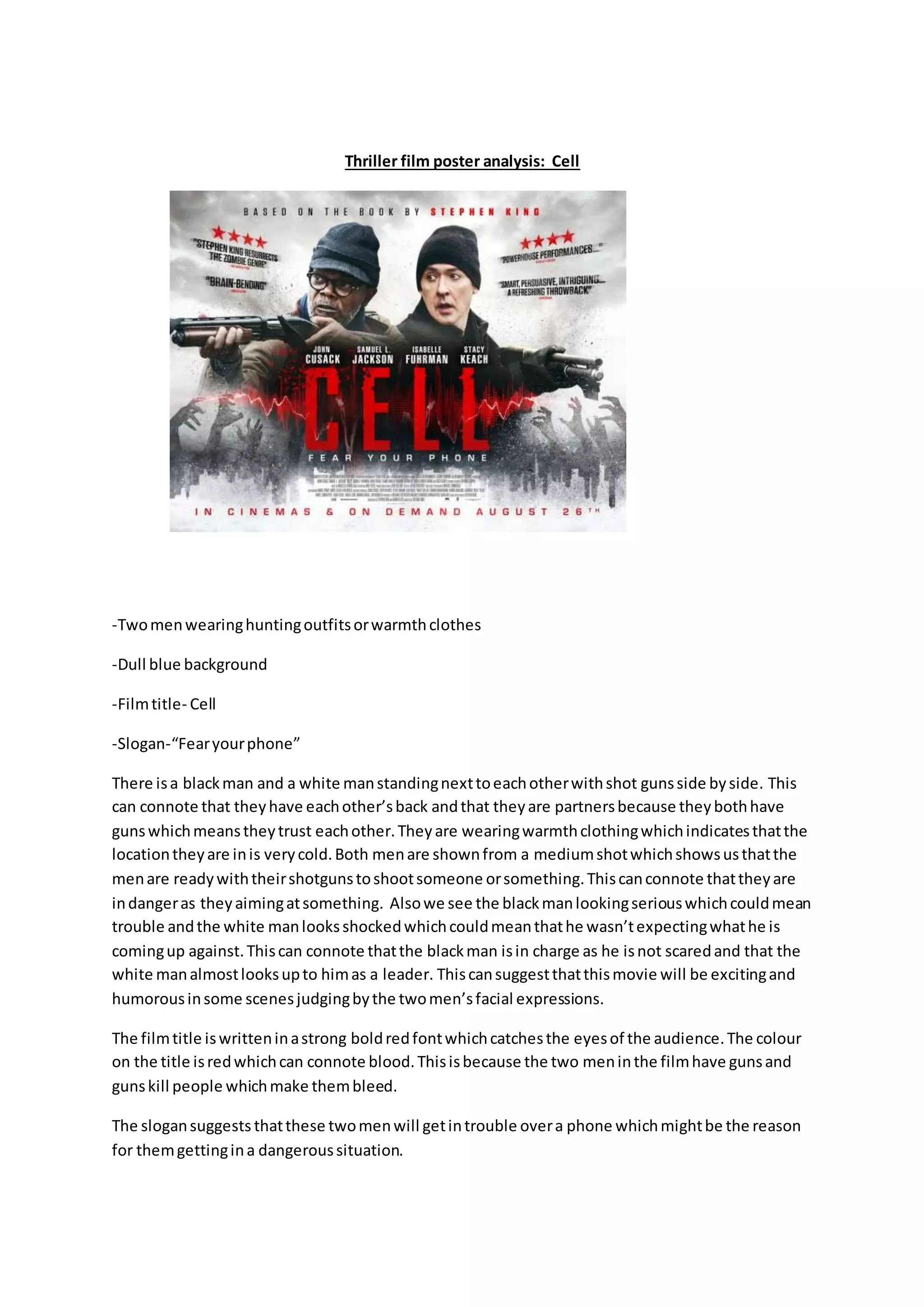 Thriller film poster analysis 2 | DOCX