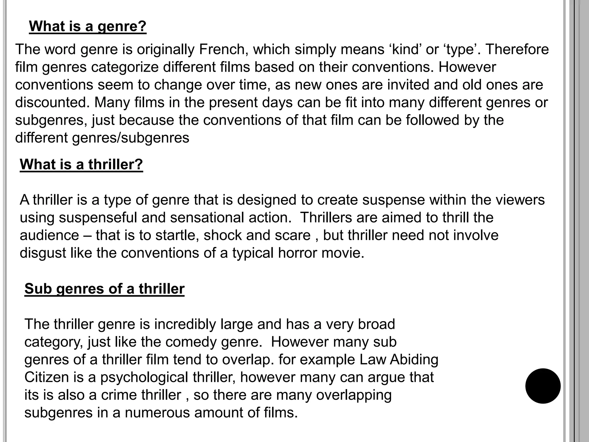 Thriller genre | PPTX