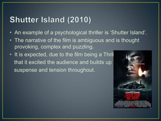 Thriller genre, sub genres and hybrids | PPTX
