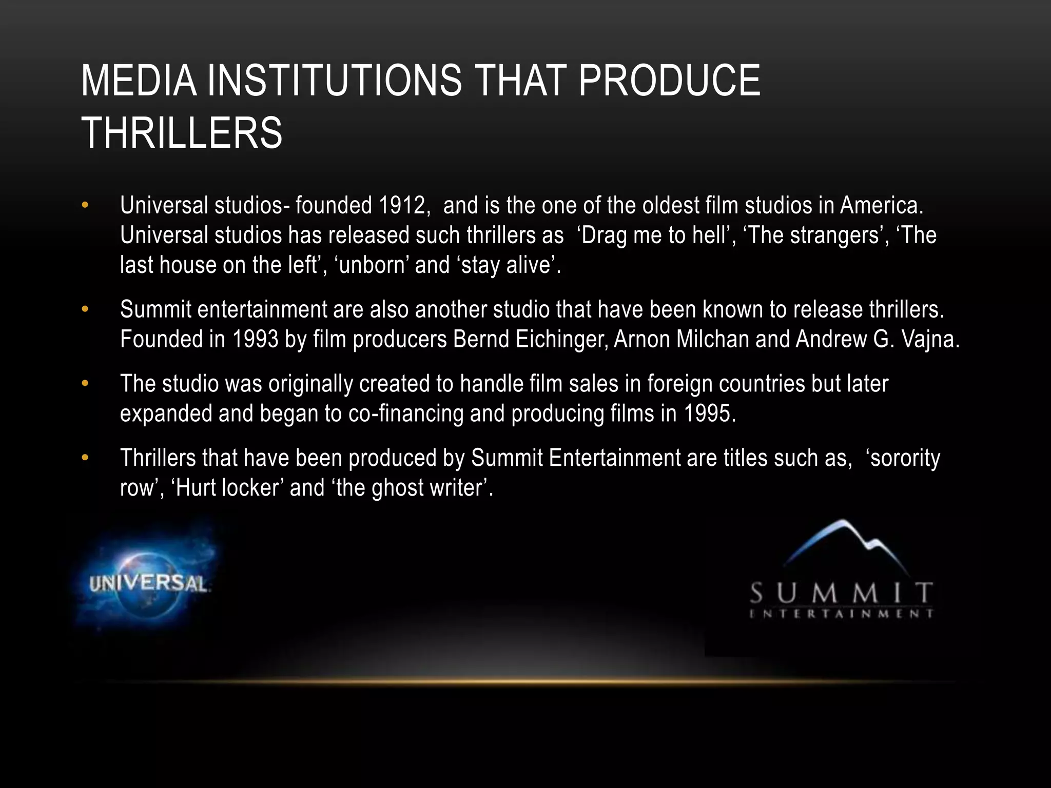 Thriller institution research | PPTX