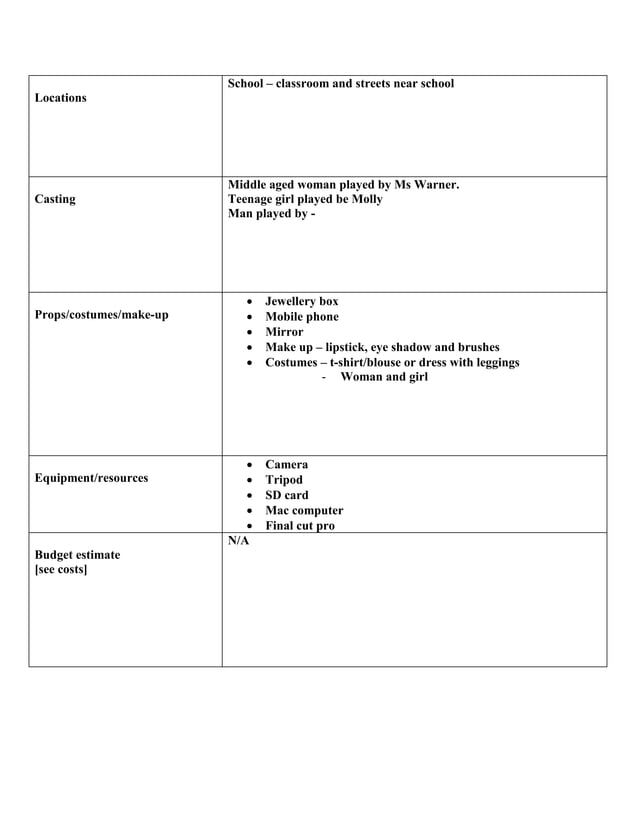Thriller proposal sheet sg | PDF