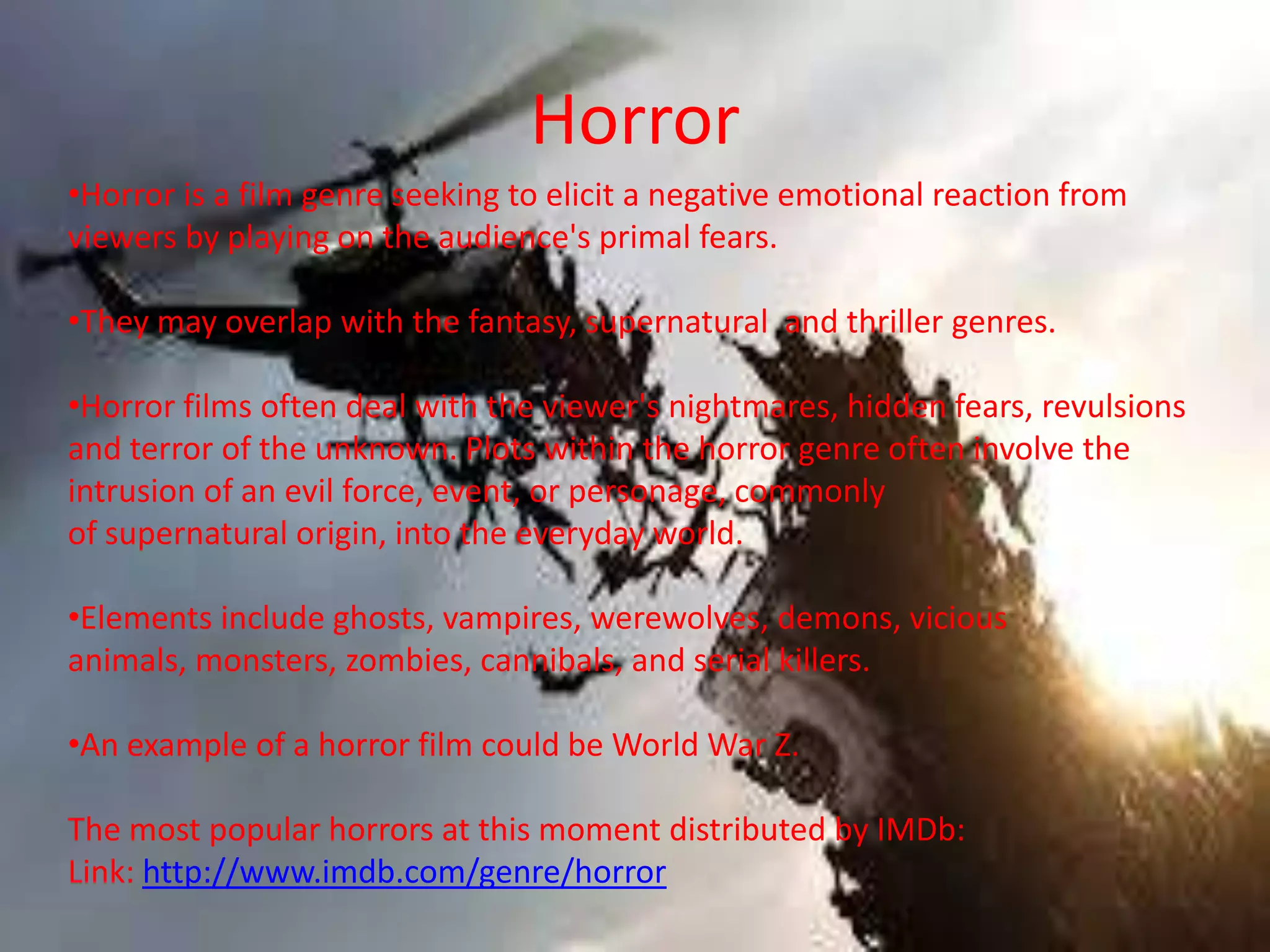 Thriller, rom com and horror presentation | PPT