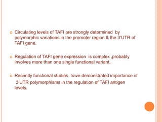 Thrombin activable fibrinolysis inhibitor (tafi) role | PPTX
