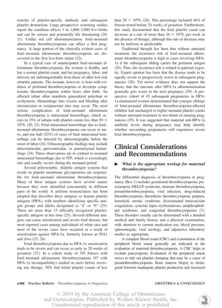 Thrombocytopenia in Pregnancy. The American College of Obstetricians and Gynecologists | PDF