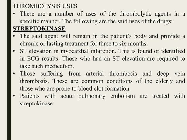 Thrombolytics agents | PPTX | Blood Disorders | Diseases and Conditions