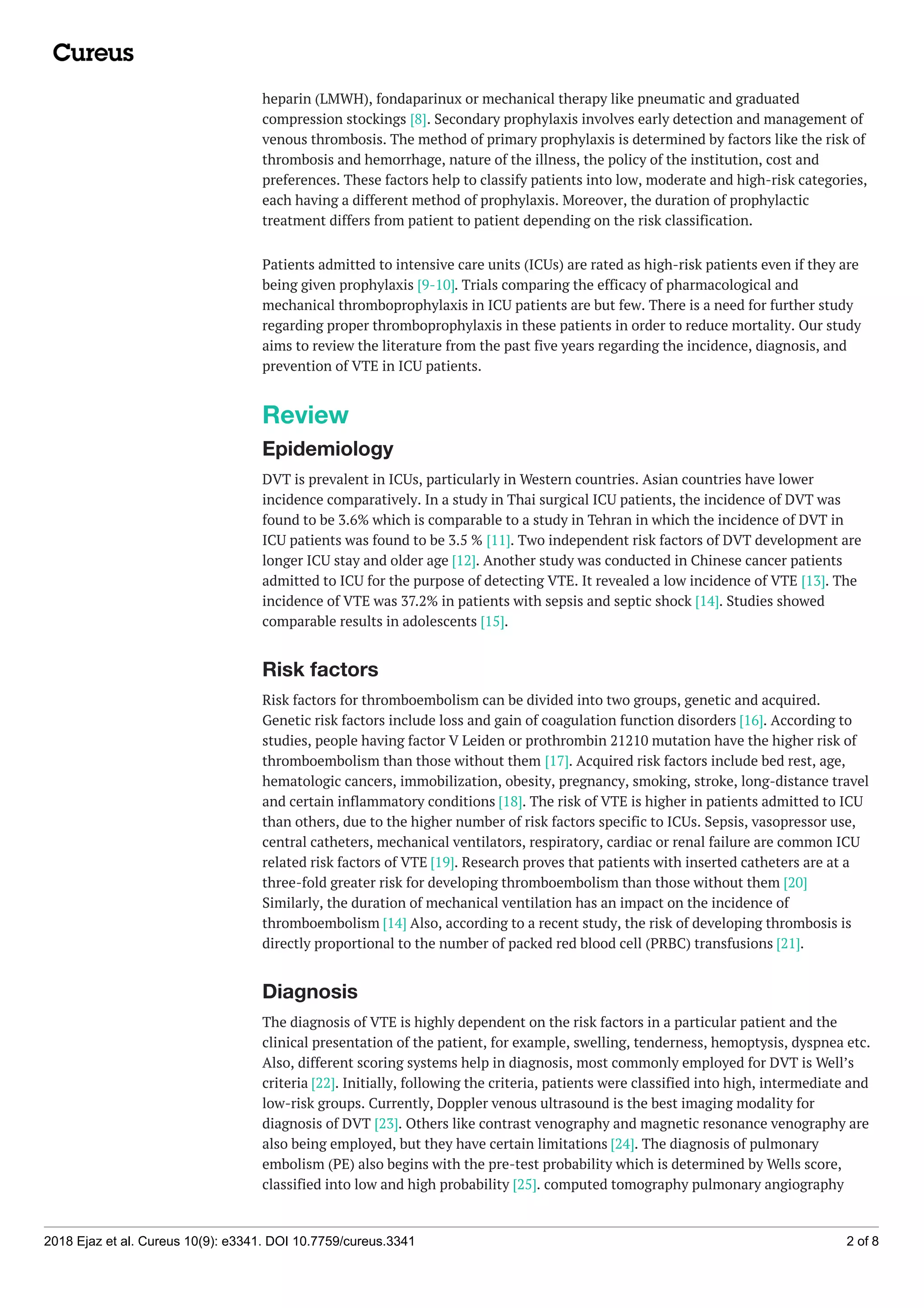Thromboprophylaxis in icu patient | PDF