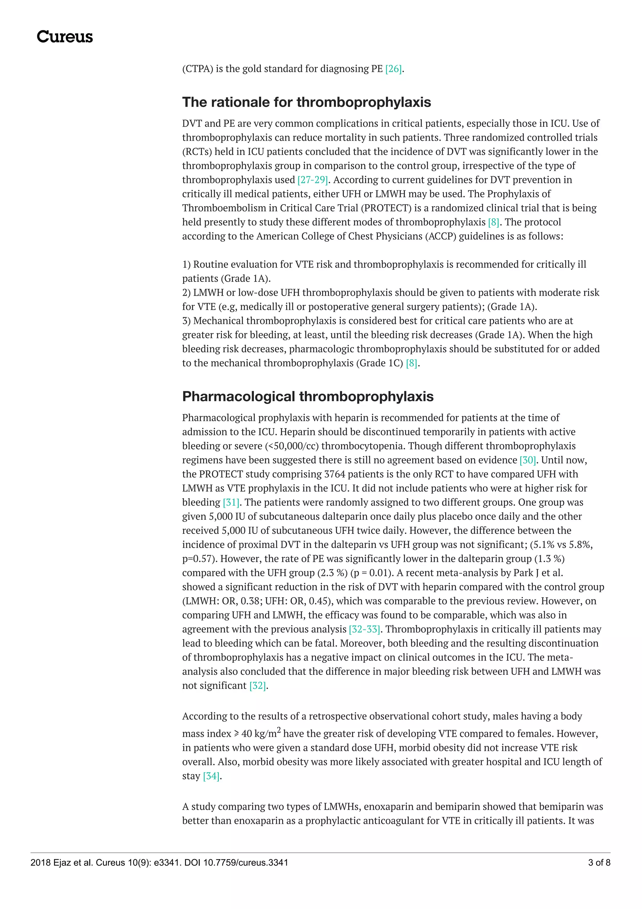 Thromboprophylaxis in icu patient | PDF