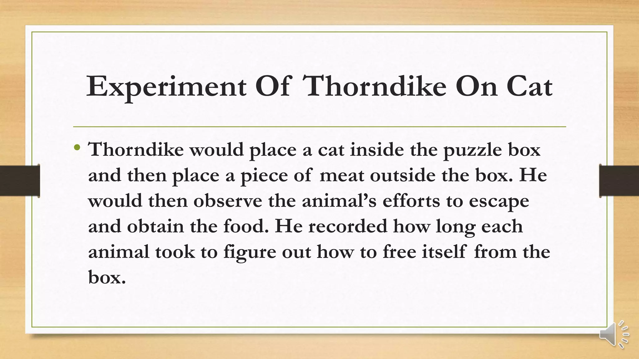 Edward Thorndike law of effect, Theory of Learning, Trial and Error ...