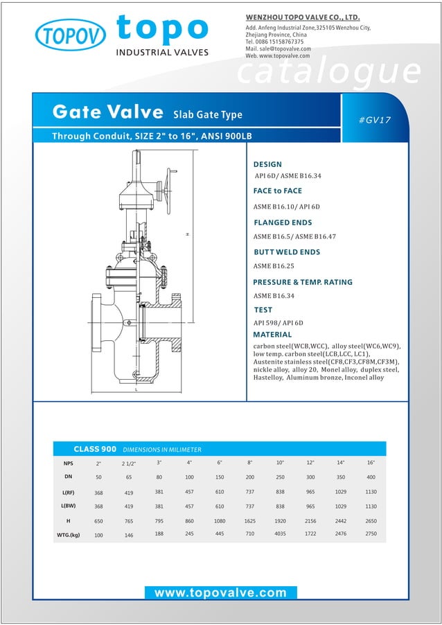 Through conduit slab gate valve 900 lb topo valve catalogue | PDF