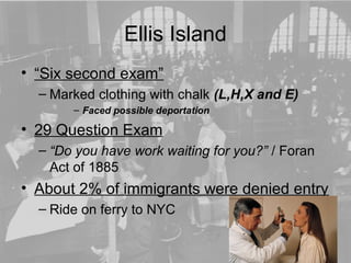 Ellis Island and Angel Island Experience | PPT