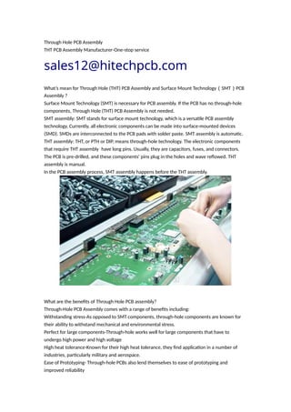 Through Hole PCB Assembly THT PCB Assembly Manufacturer – One-stop ...