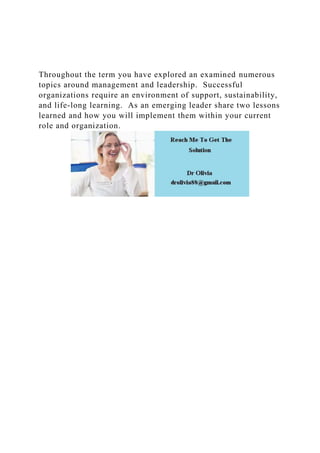 Throughout the term you have explored an examined numerous topic | DOCX