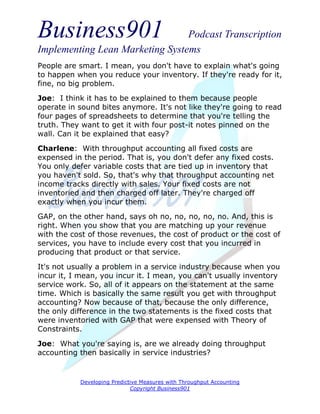 Throughput Accounting | PDF
