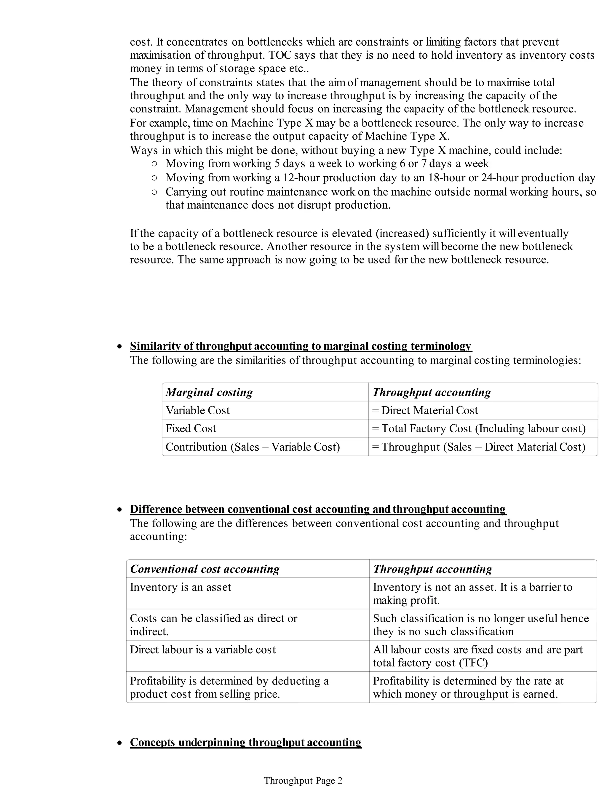Throughput accounting | PDF