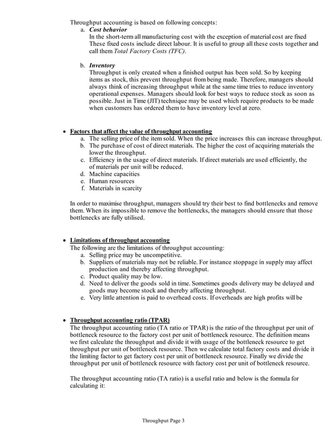 Throughput accounting | PDF