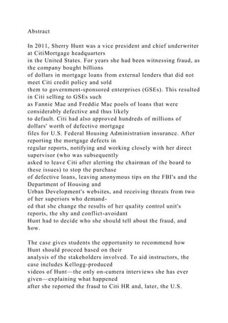 Through the Eyes of a Whistle-Blower How Sherry Hunt Spoke .docx