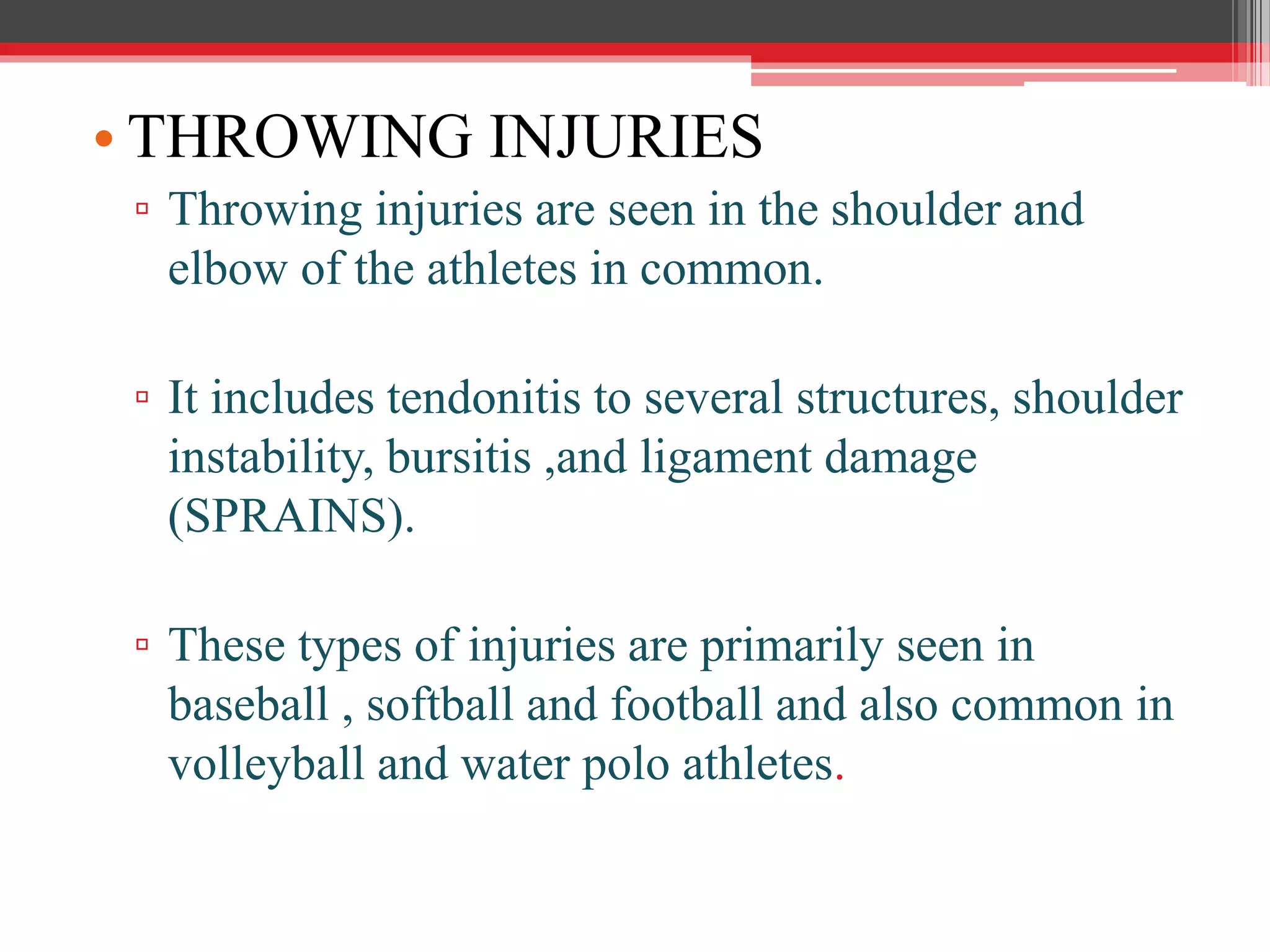 THROWING INJURIES OF UPPER LIMB - MANOJ PRASATH | PPTX