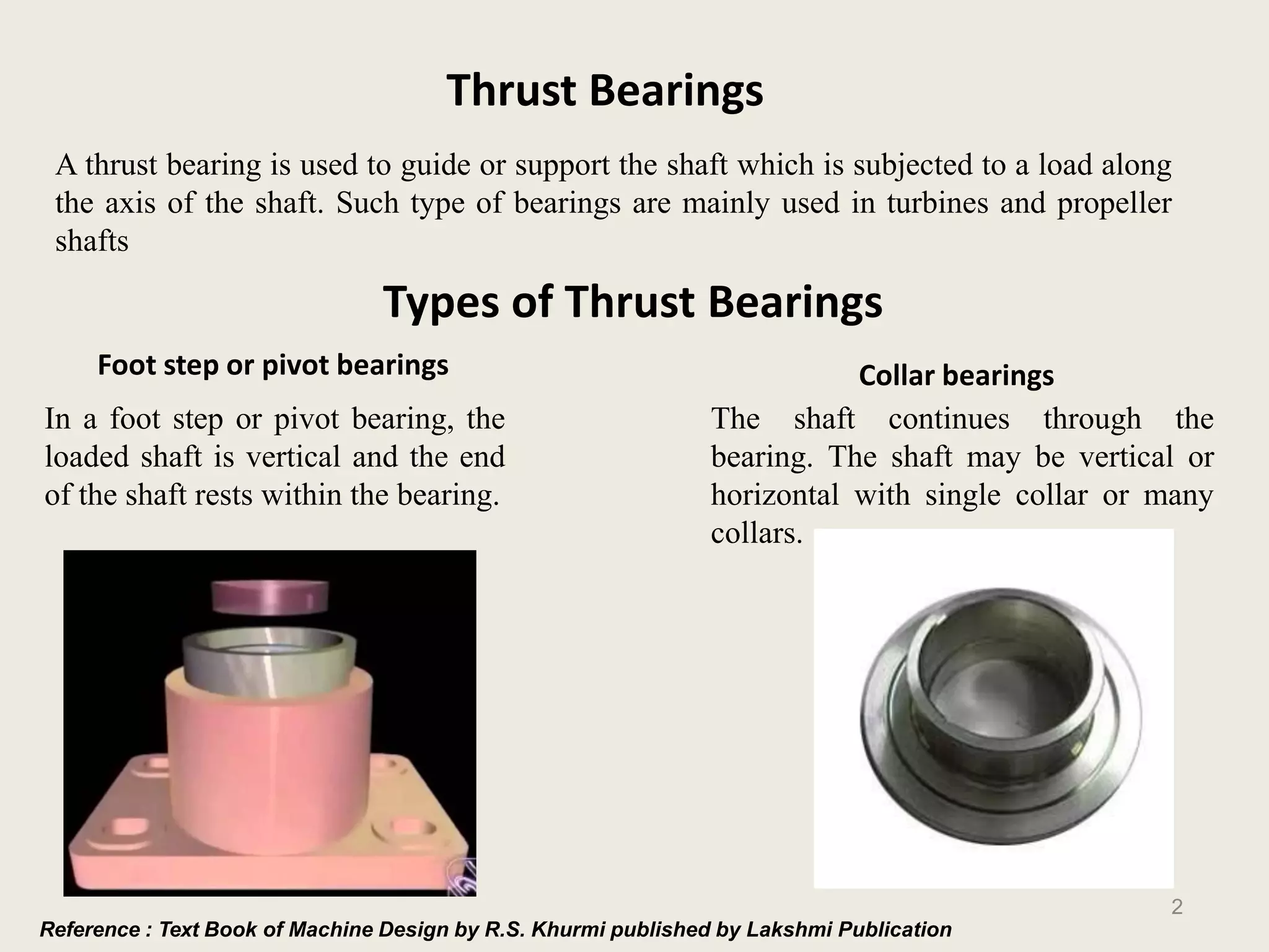 Lecture 5 Thrust bearing (Introduction and Design Procedure) | PDF