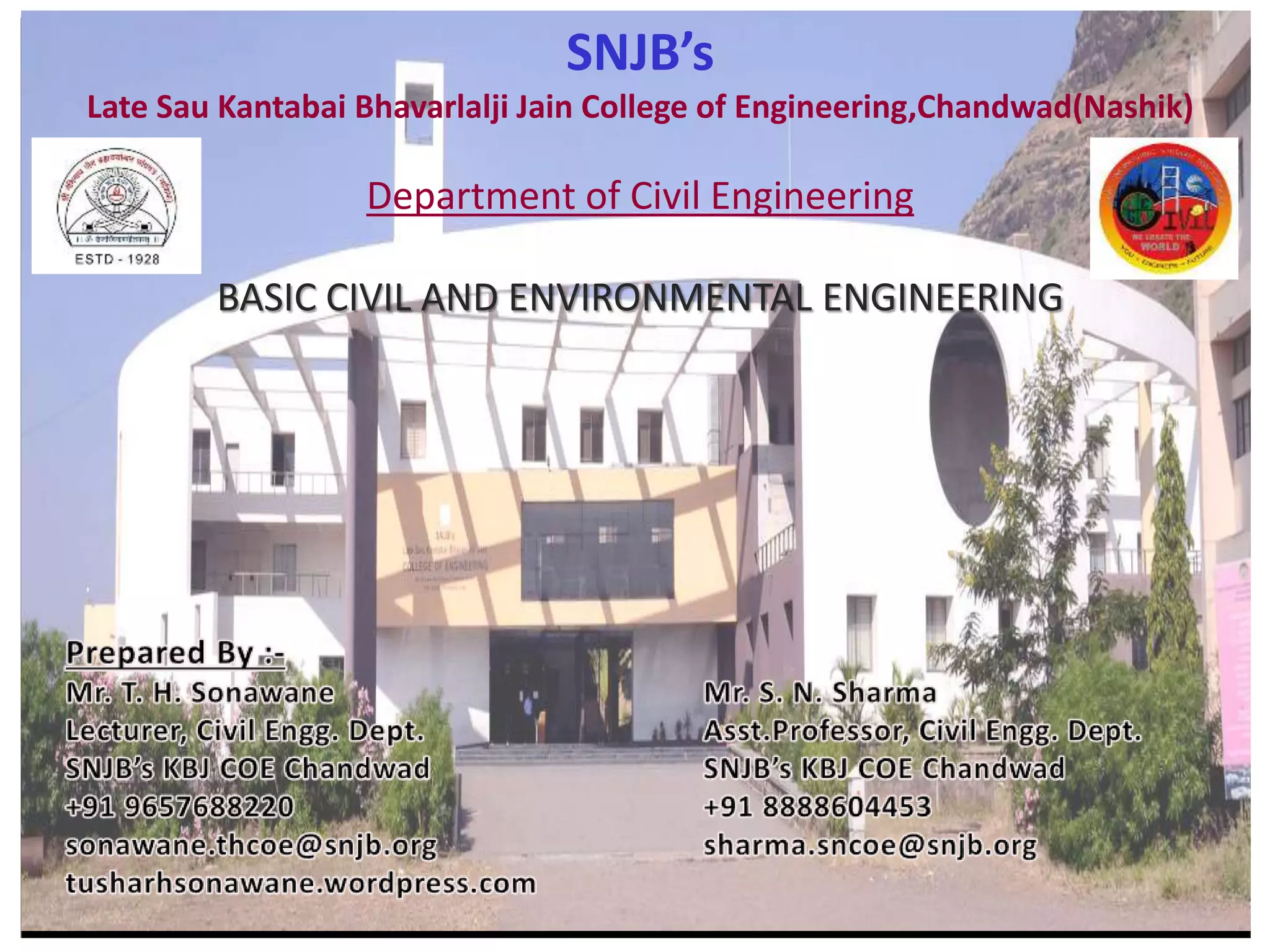 Basic Civil and Environmental Engineering, Unit I [Based on First year ...