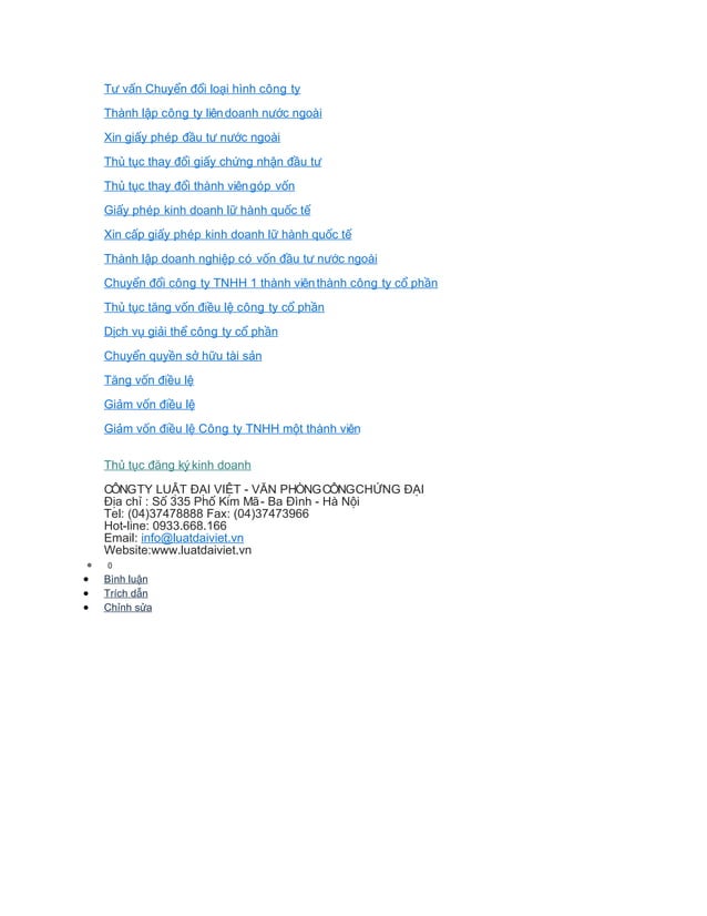 Thủ tục thay đổi đăng ký kinh doanh | PDF
