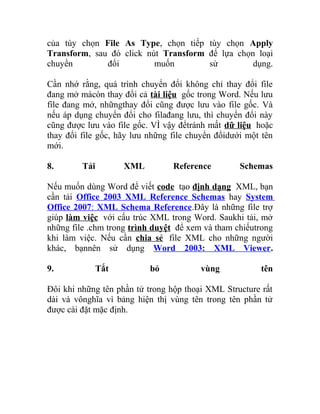 Thủ thuật tạo file xml trong word 2003 | DOC