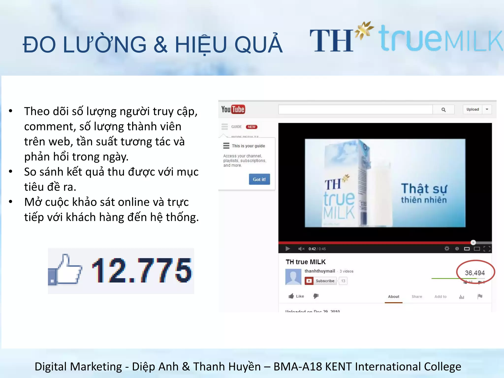 Digital Marketing Th true milk sinh vien Kent | PDF