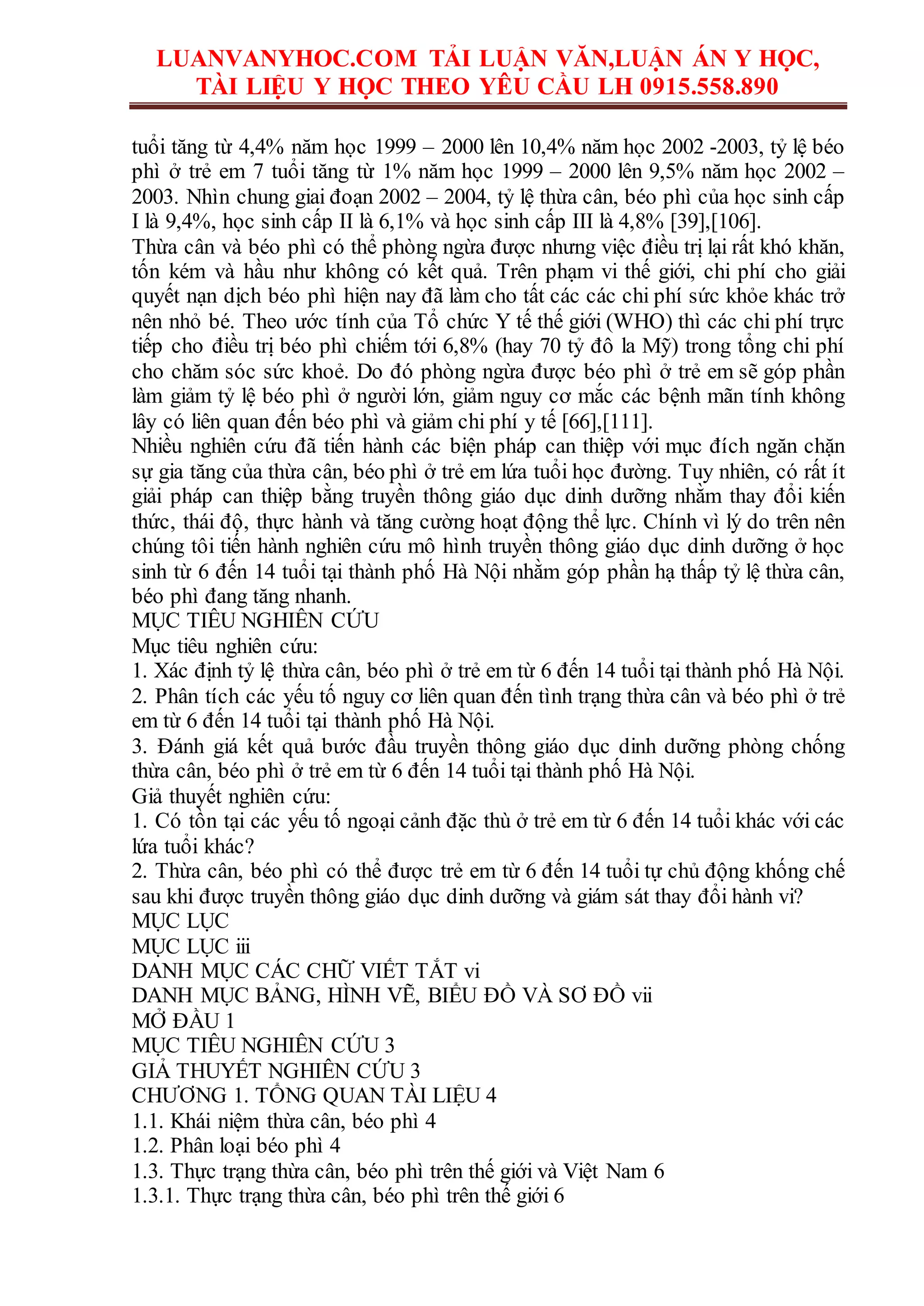 Thua can, beo phi cua mo hinh truyen thong giao duc dinh duong o tre em tu 6 den 14 tuoi tai ha ...