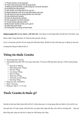 Genshu - Thuoc dieu tri suy nhuoc xuat tinh som | PDF