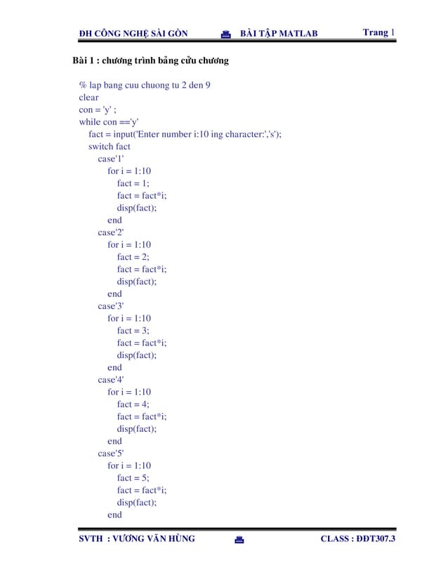 Thuc hanh mat lab tong hop | PDF