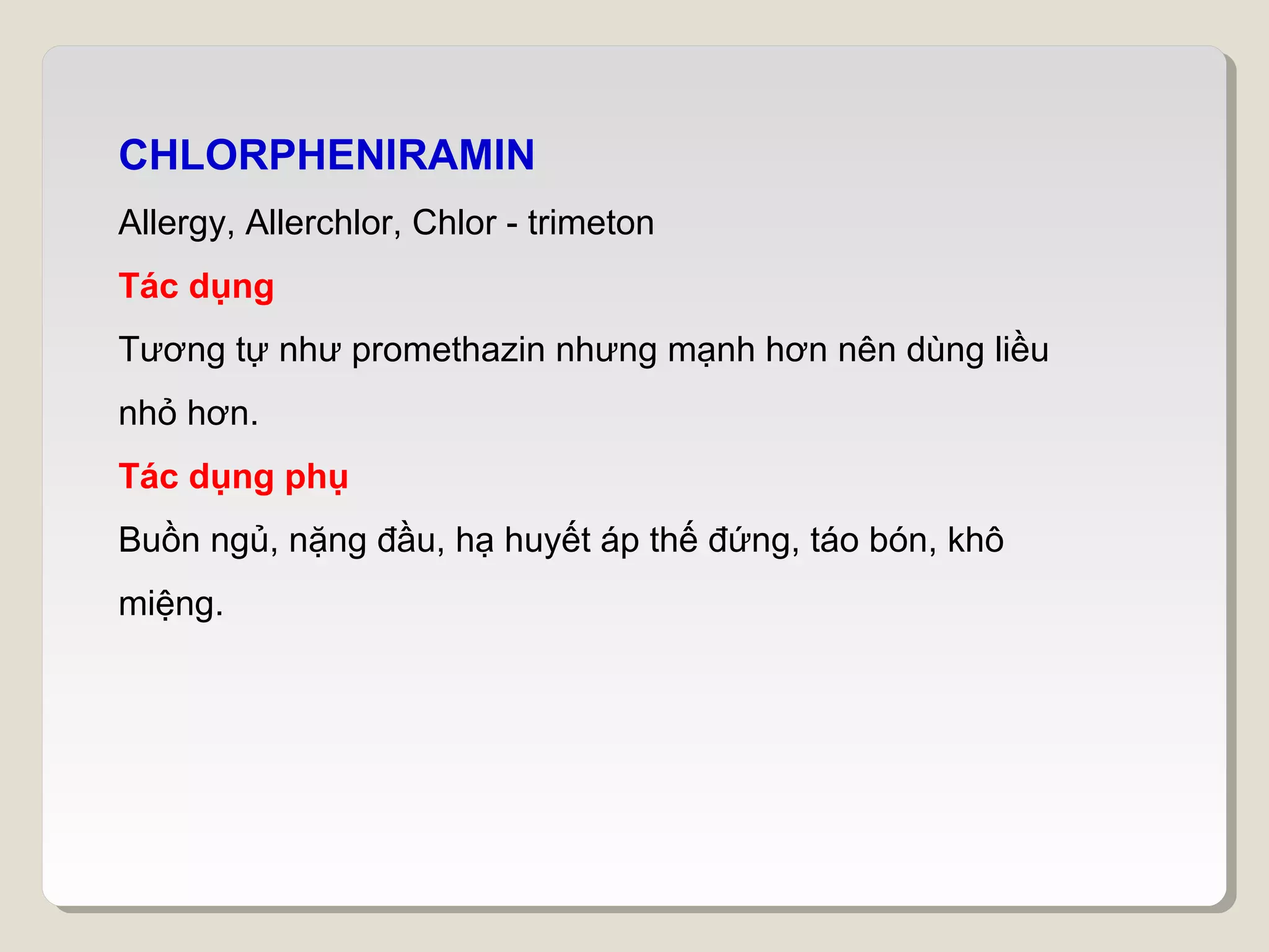 Thuốc kháng histamin | PPT