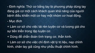 TÀI LIỆU SLIDE THỬ CƠ BẰNG TAY CHO PHCN | PPTX