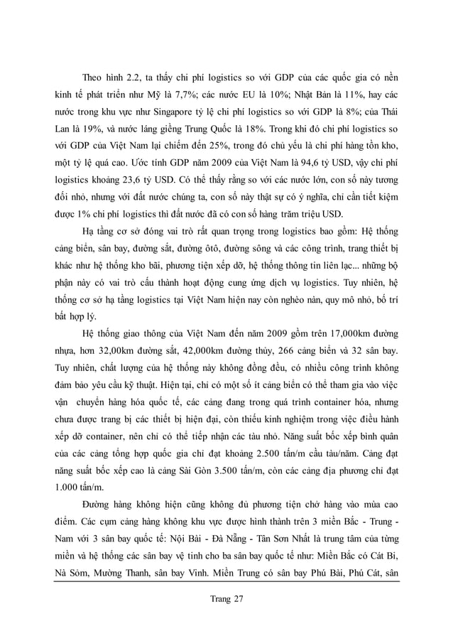 Thực trạng hoạt động kinh doanh dịch vụ logistics tại công ty cổ phần thương mại dịch vụ Trung ...