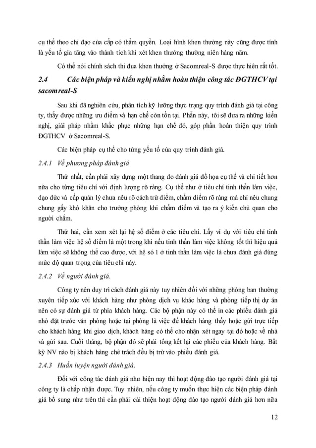 Thực trạng quy trình đánh giá thực hiện công việc khối văn phòng tại ...