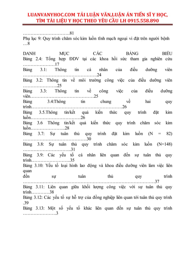Thuc trang tuan thu quy trinh dat va cham soc kim luon tinh mach ngoai vi cua dieu duong | DOCX