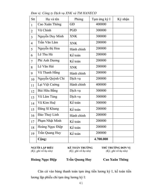 Thực trạng về kế toán tiền lương và các khoản trích theo lương tại Công ty Dịch vụ Xuất nhập ...