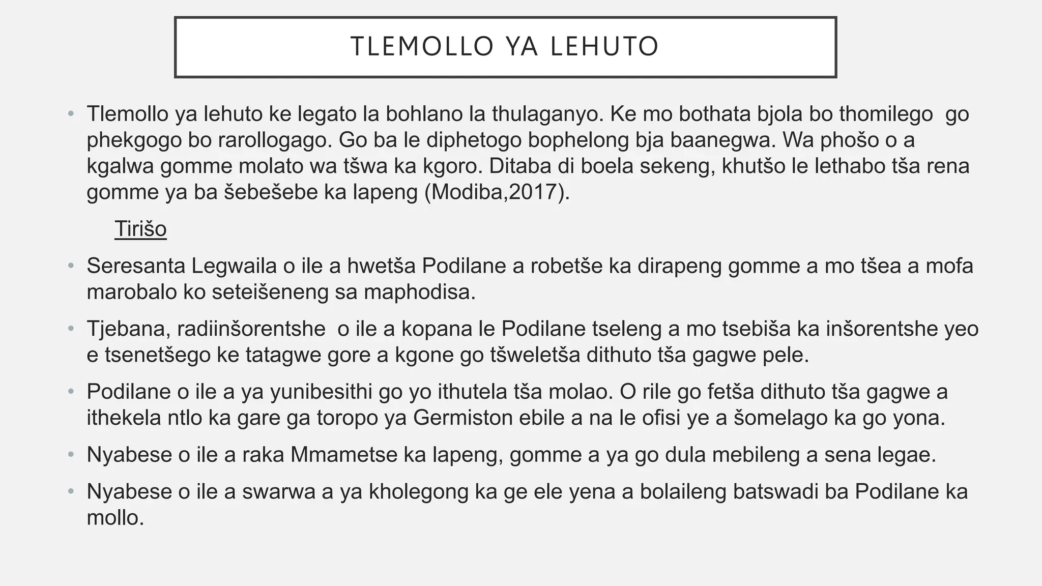 Sepedi AFT 121: Thulaganyo ya Podilane Mankga.pptx