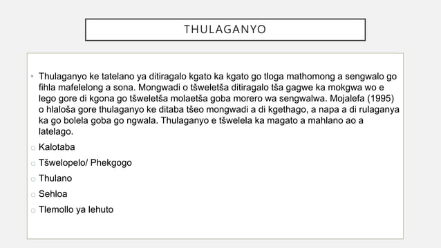 Sepedi AFT 121: Thulaganyo ya Podilane Mankga.pptx