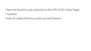 Congenital Thumb Deformities | PPTX