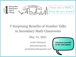 5 Surprising benefits of number talk in secondary math classrooms | PDF
