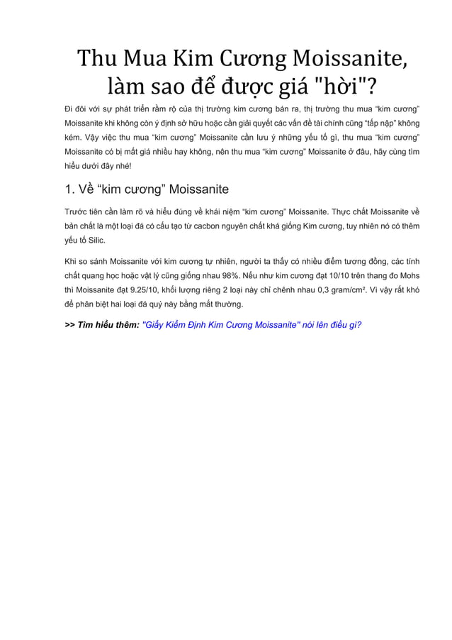 Thu Mua Kim Cương Moissanite | PDF