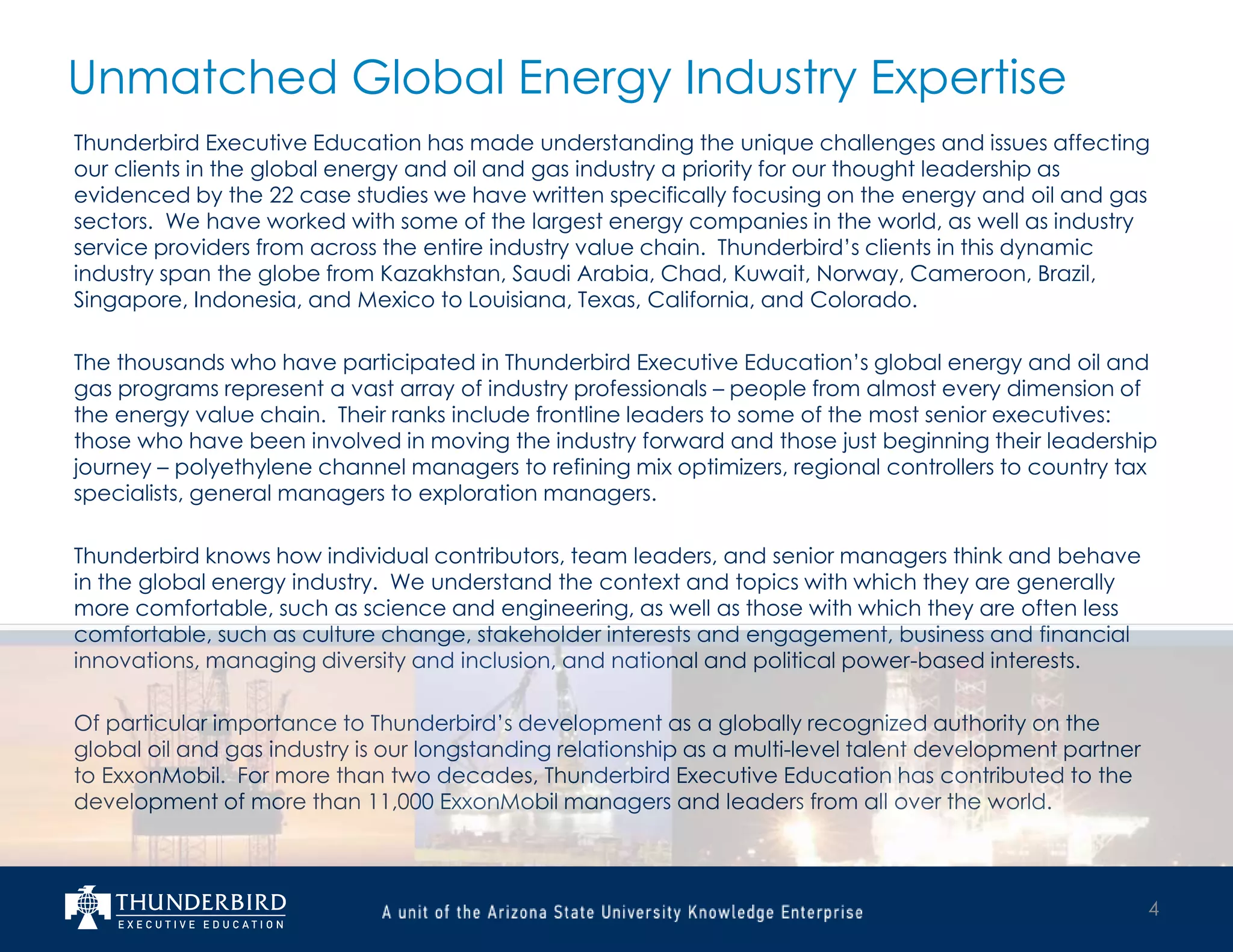 Thunderbird Executive Education: Global Energy Industry Expertise | PDF