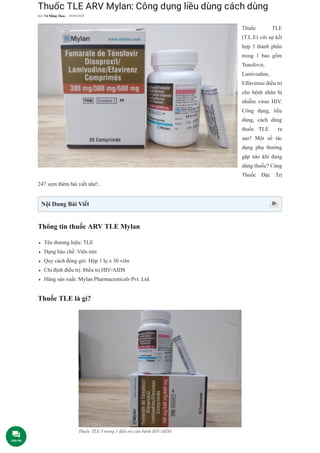 Thuoc tle arv mylan thuoc dac tri 247 | PDF