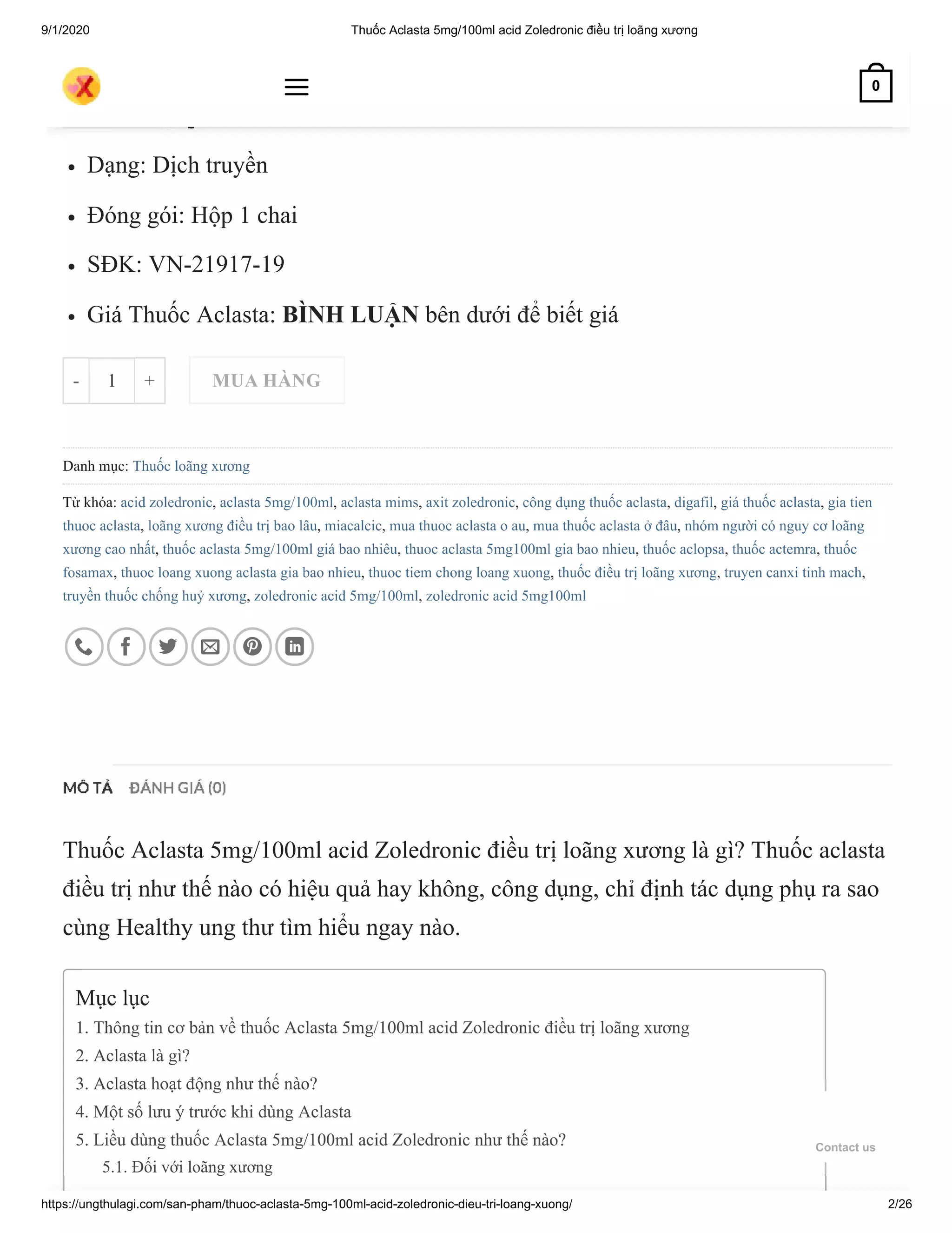 Thuoc aclasta 5mg 100ml acid zoledronic dieu tri loang xuong | PDF