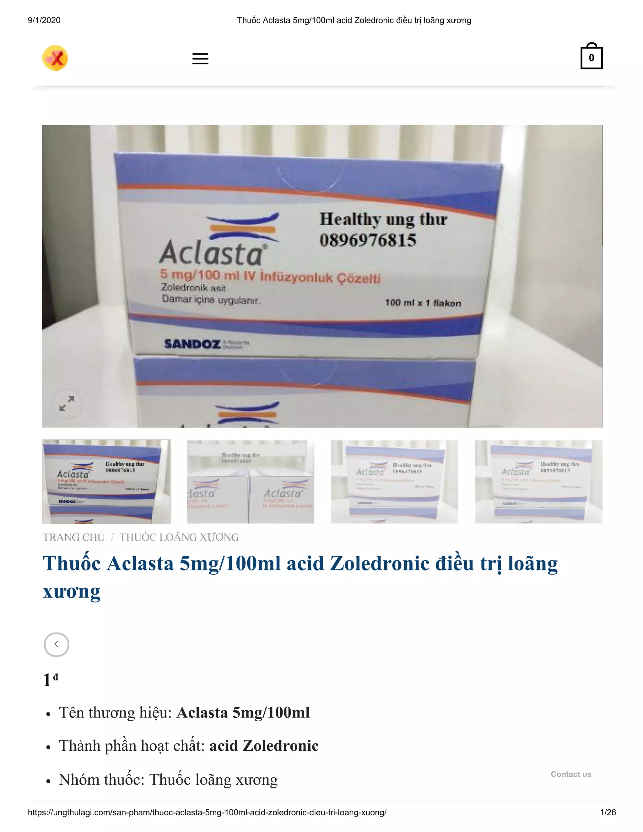 Thuoc aclasta 5mg 100ml acid zoledronic dieu tri loang xuong | PDF