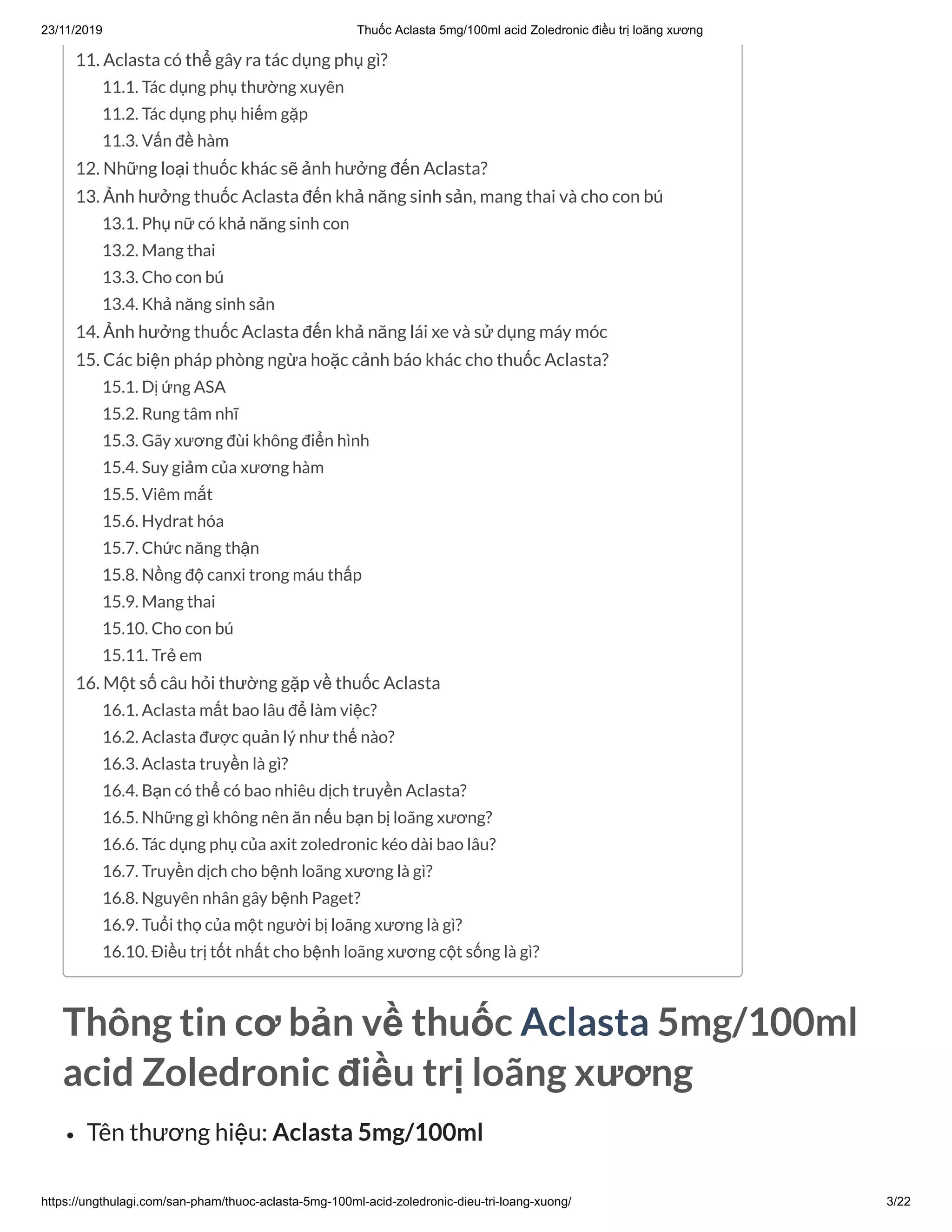 Thuoc aclasta 5mg 100ml axit zoledronic dieu tri loang xuong | PDF
