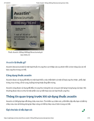Thuoc avastin 100mg (400mg) bevacizumab gia bao nhieu | PDF