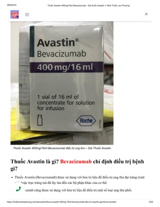 Thuoc avastin bevacizumab - Nha Thuoc Vo Lan Phuong | PDF