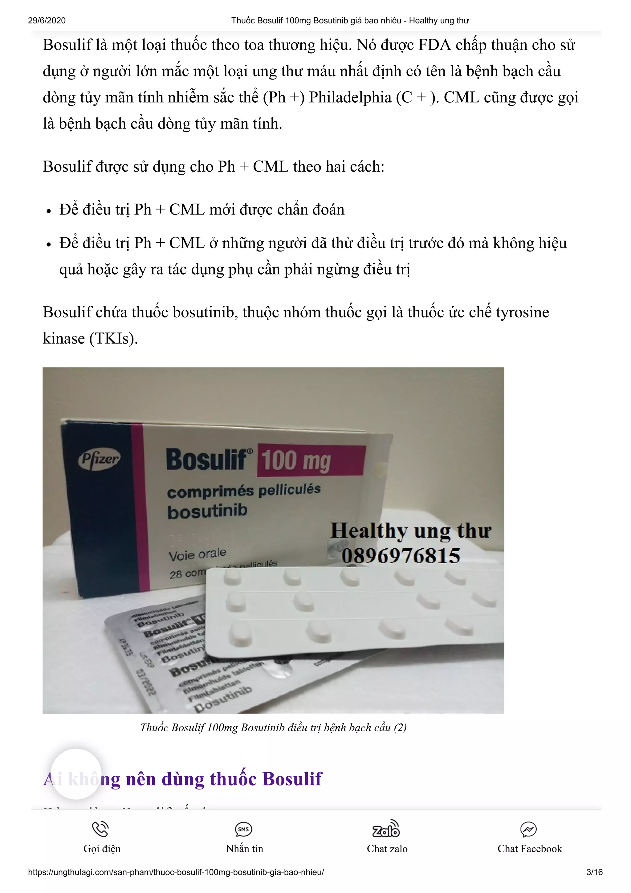 Thuoc bosulif 100mg bosutinib dieu tri benh bach cau | PDF